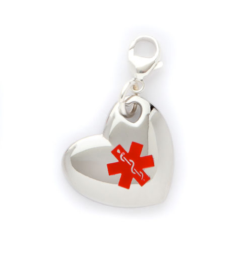 Stainless Puff Heart Medical Alert Charm | Lauren's Hope